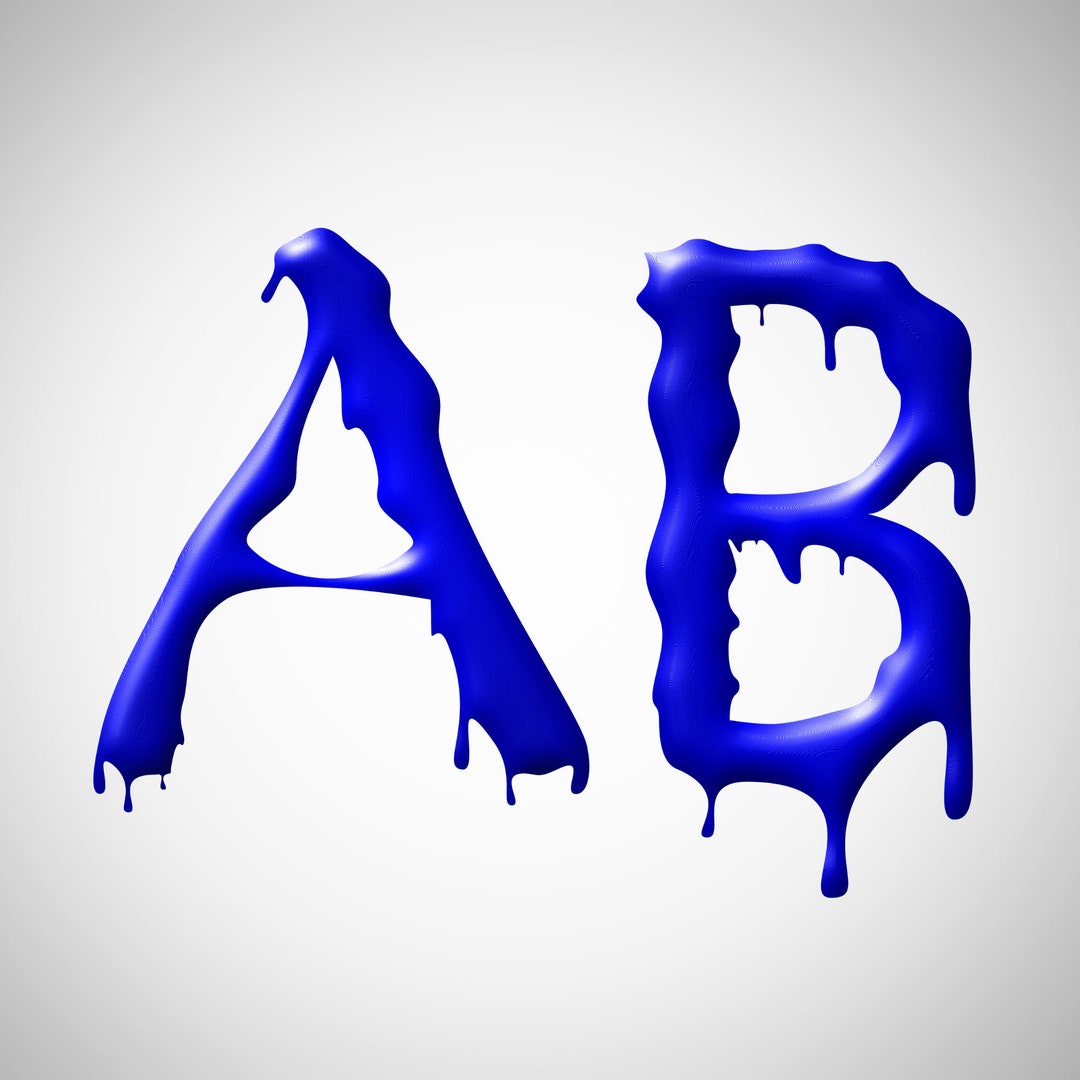 Oil Paint Dropping Blue Alphabet PNG Digital Files, Alphabet A to J and ...