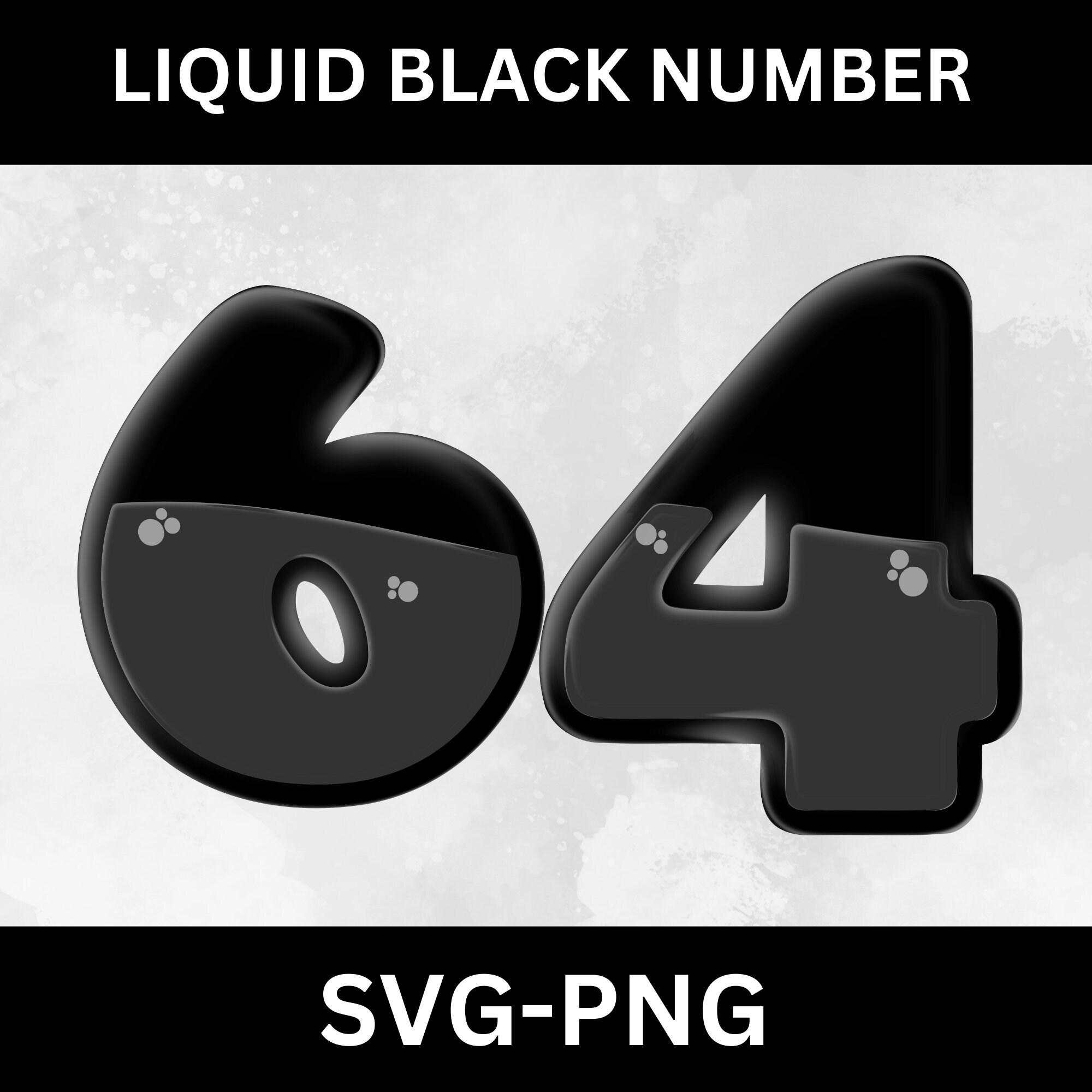 Buy Liquid Black Number Clipart Number SVG File PNG File Digital Number ...
