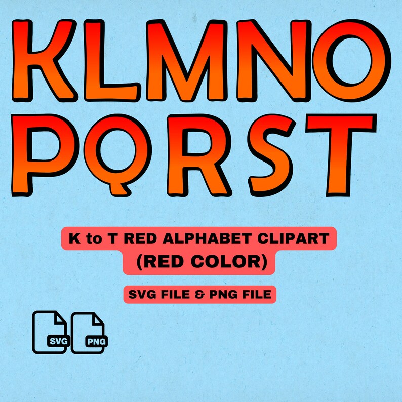 Red Alphabet PNG Digital Files Alphabet K to T Clipart - Etsy Australia
