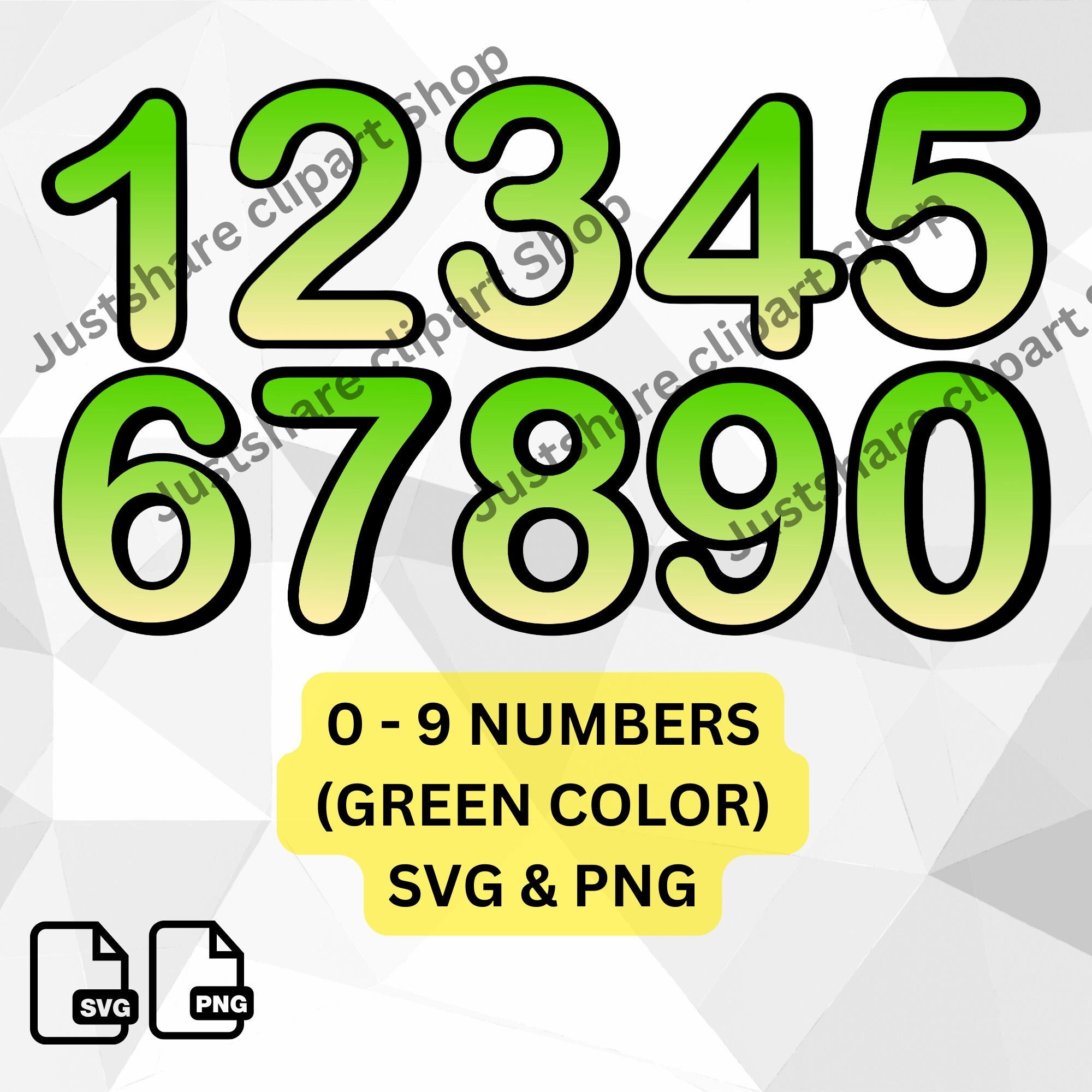 Green Number Clipart Number SVG Numbers PNG Digital Number - Etsy