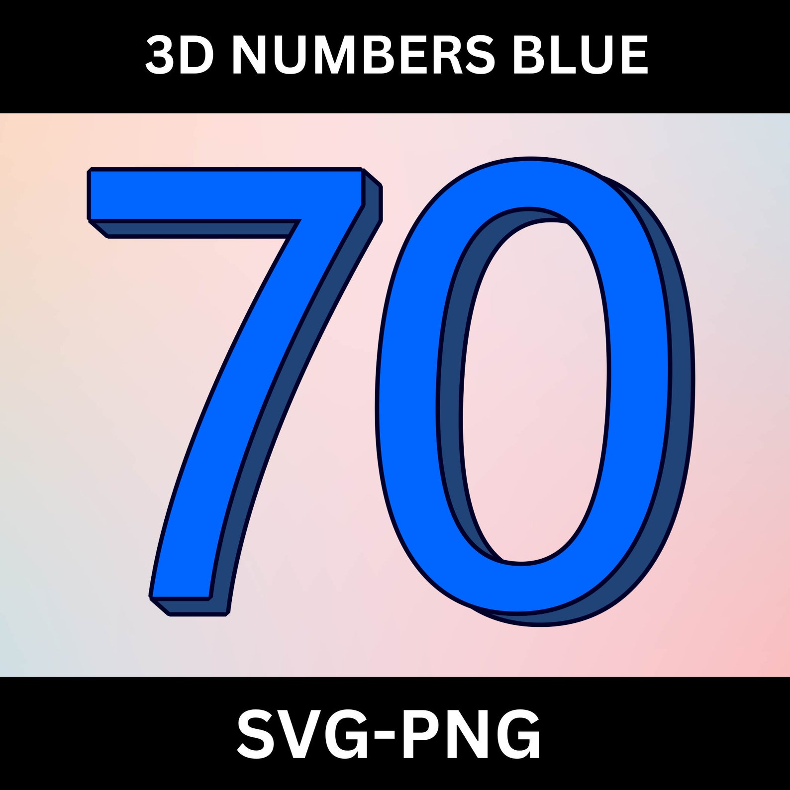 Numbers Clipart SVG 3D Blue PNG Digital Numbers 0-9 Clipart Numbers ...