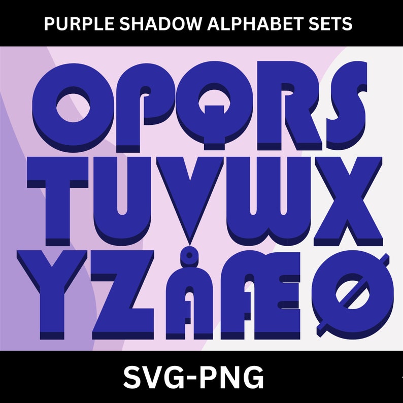Purple Shadow Alphabets PNG Fonts Clipart 3D Digital Alphabets A to Z ...