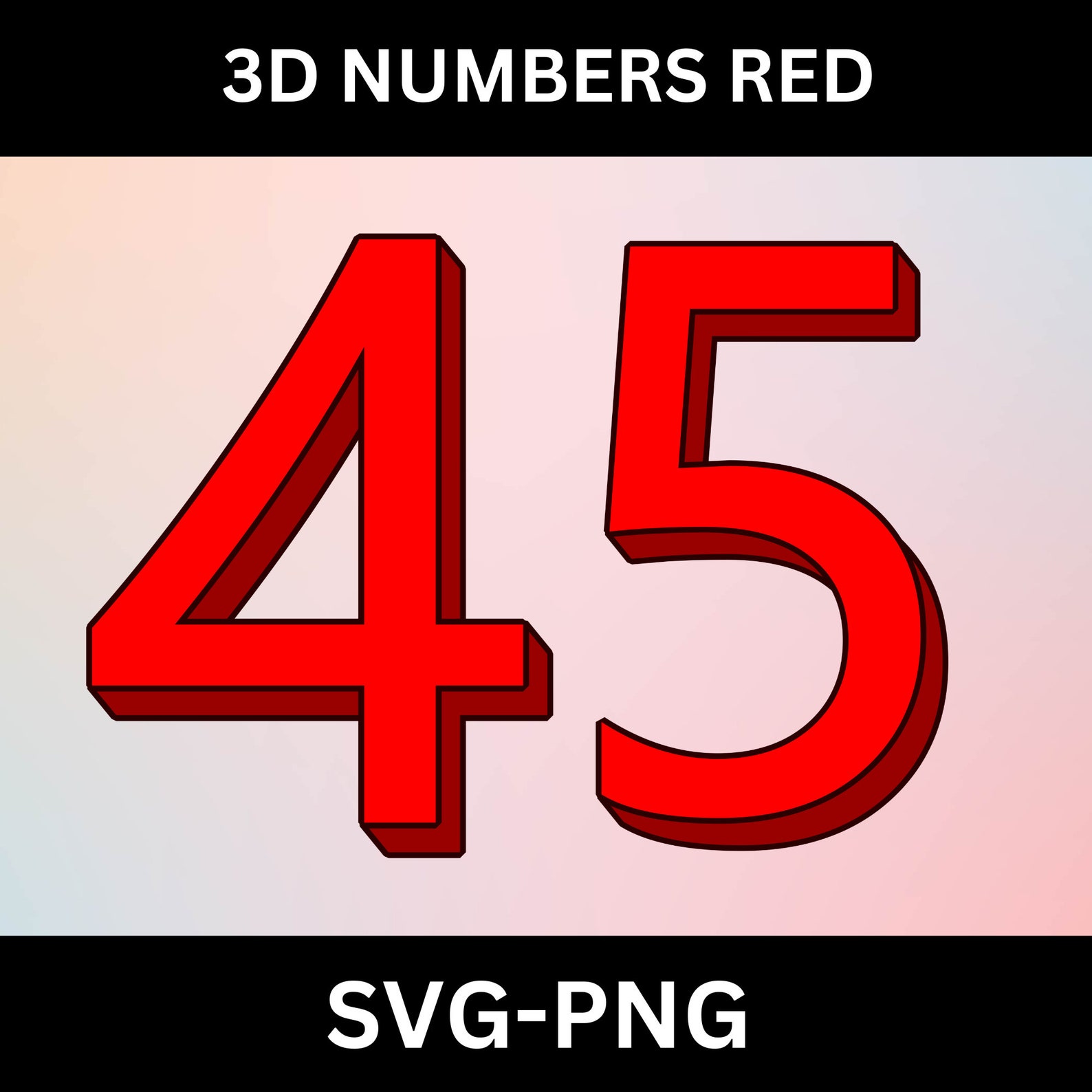 Numbers Clipart SVG 3D Red Numbers PNG Digital 0-9 Clipart Numbers ...