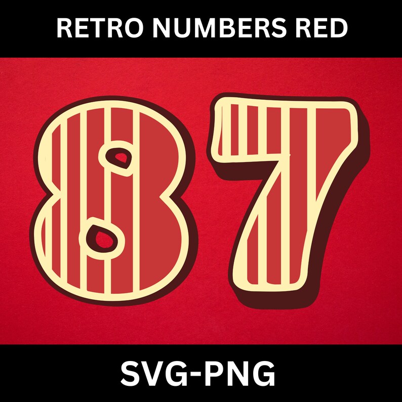 Numbers Clipart Retro Red Numbers SVG PNG Numbers 0-9 Clipart - Etsy