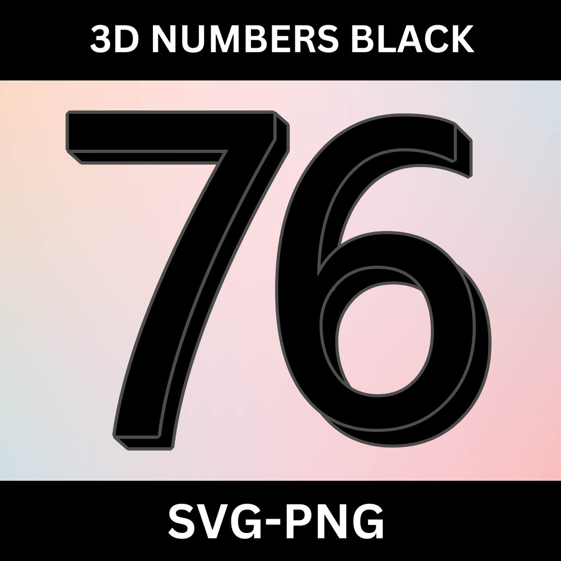 Numbers Clipart SVG 3D Black PNG Digital Numbers 0-9 Clipart Numbers ...