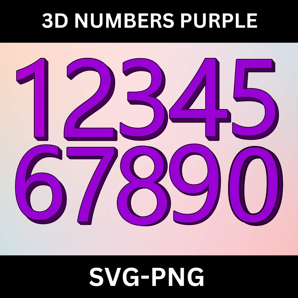 Numbers Clipart SVG 3D Purple PNG Digital Numbers 0-9 Clipart Numbers ...
