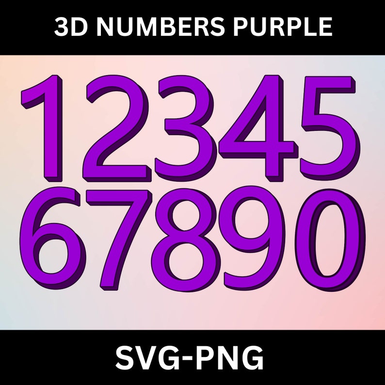 Numbers Clipart SVG 3D Purple PNG Digital Numbers 0-9 Clipart Numbers ...