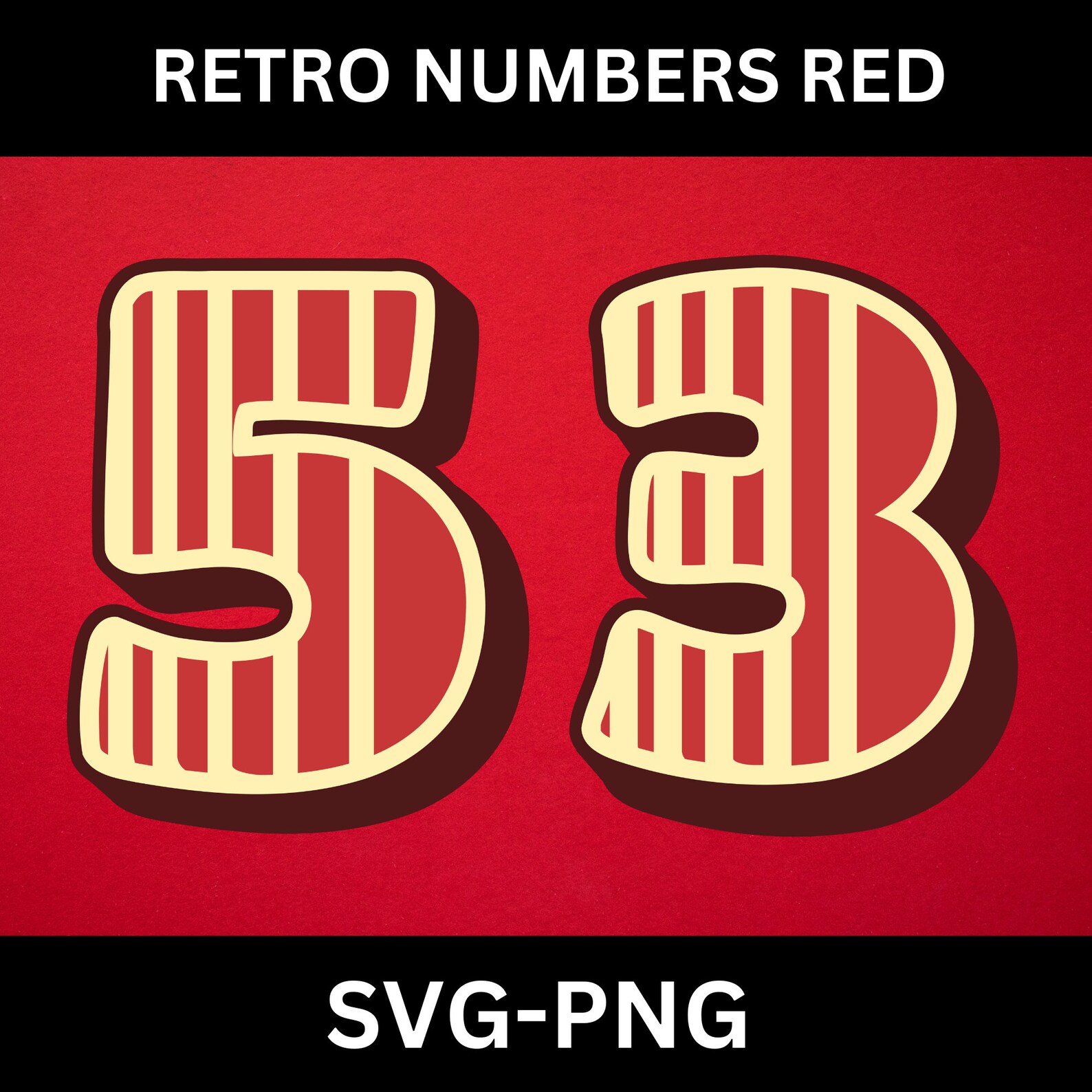 Numbers Clipart Retro Red Numbers SVG PNG Numbers 0-9 Clipart - Etsy
