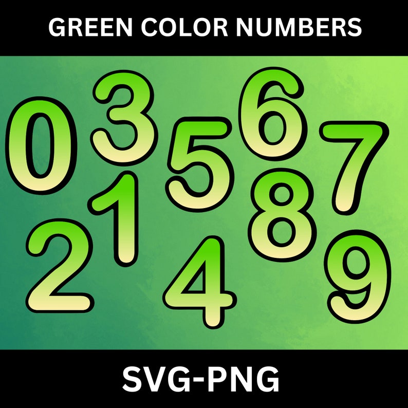 Green Number Clipart, Number SVG , Numbers PNG, Digital Number 0-9 ...
