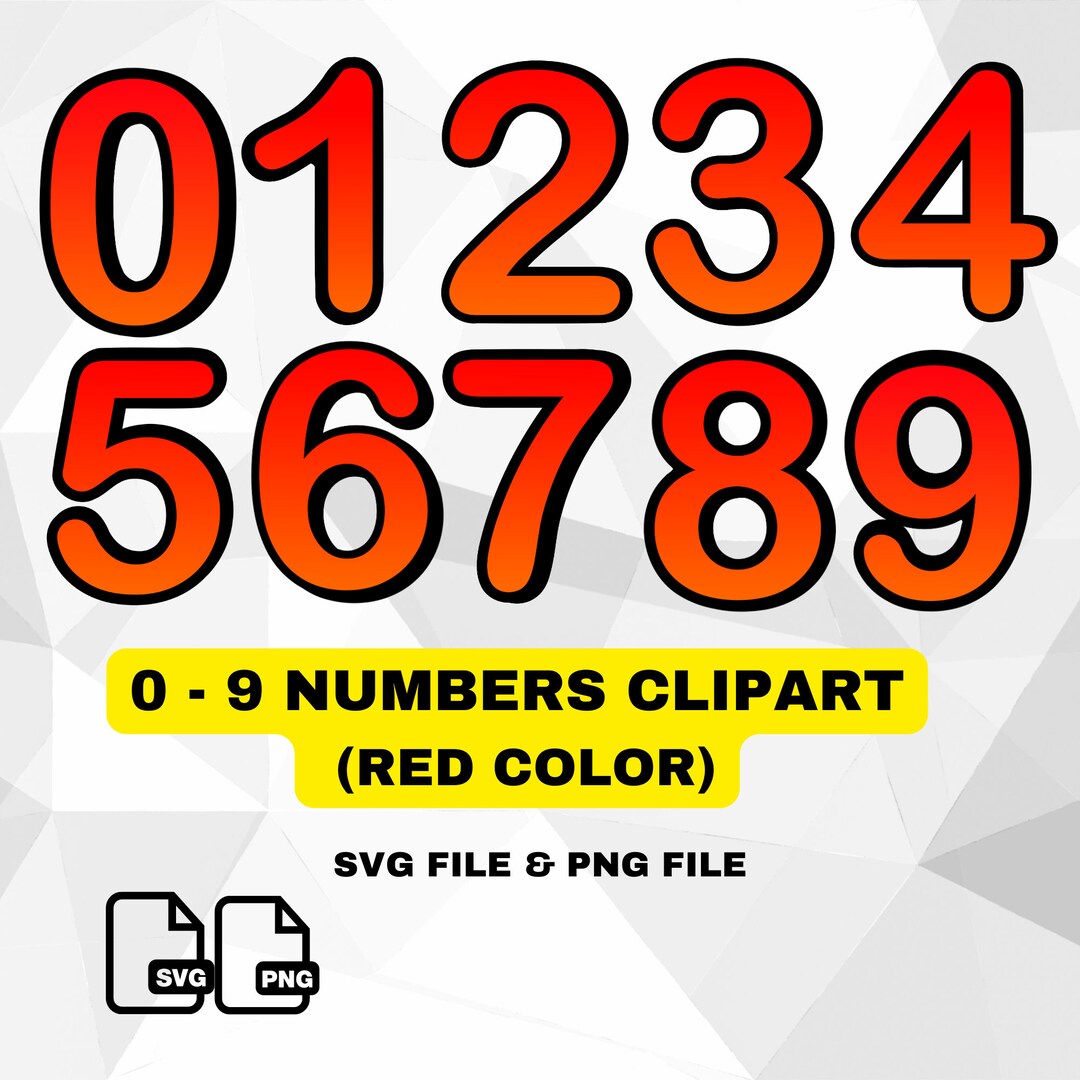Red Number Clipart Number SVG File PNG File Digital Number - Etsy Canada