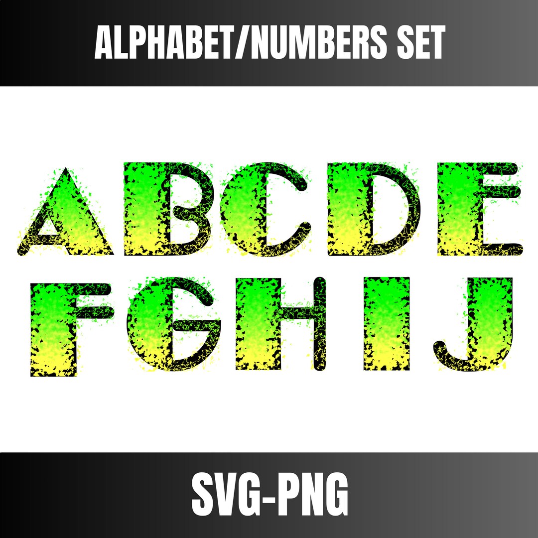 Green Alphabet Number Clipart A to Z PNG Fonts & SVG Letters Digital ...