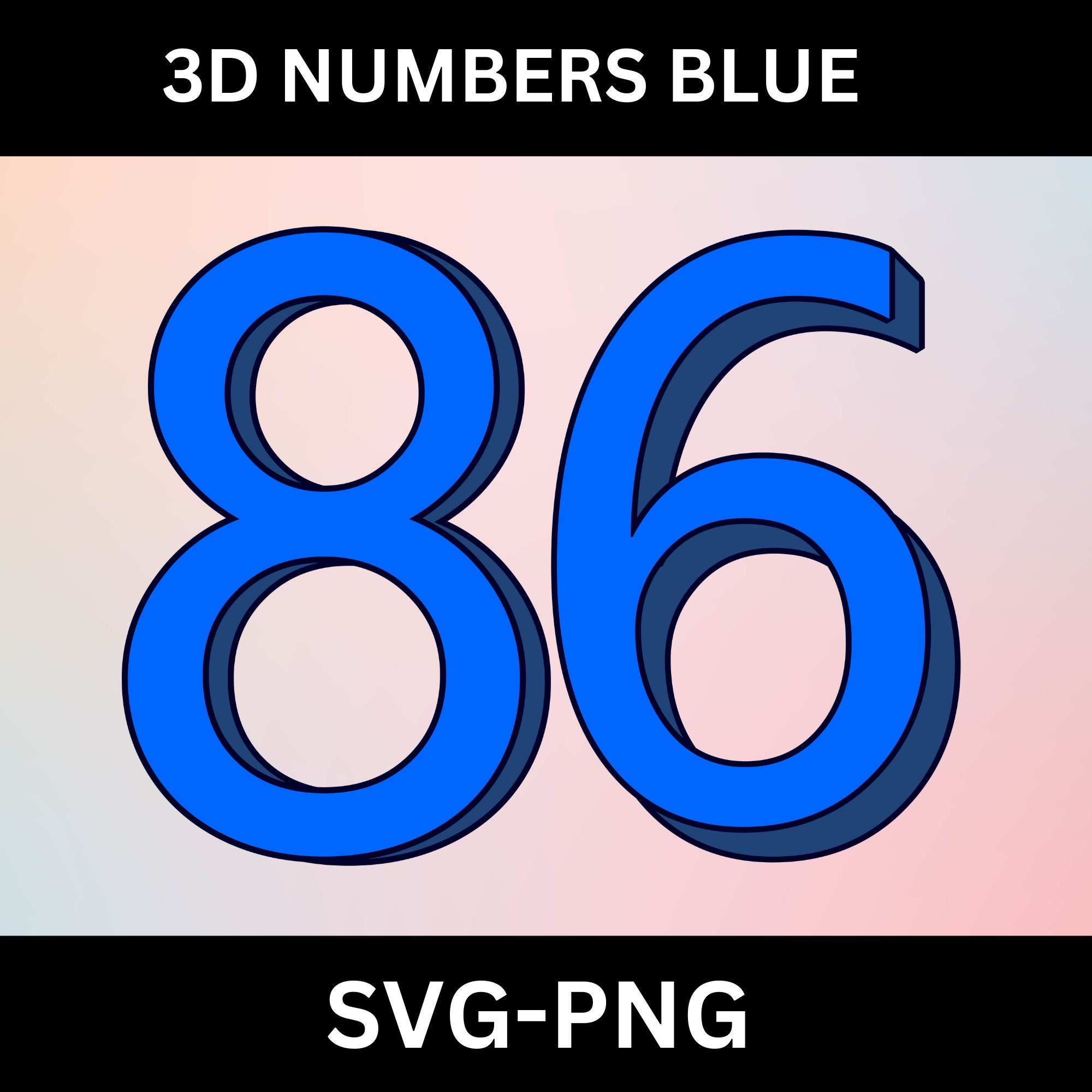 Numbers Clipart SVG 3D Blue PNG Digital Numbers 0-9 Clipart Numbers ...