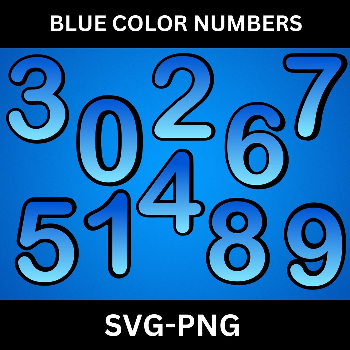 Blue Number Clipart, Numbers SVG, Numbers PNG, Digital Number 0-9 ...