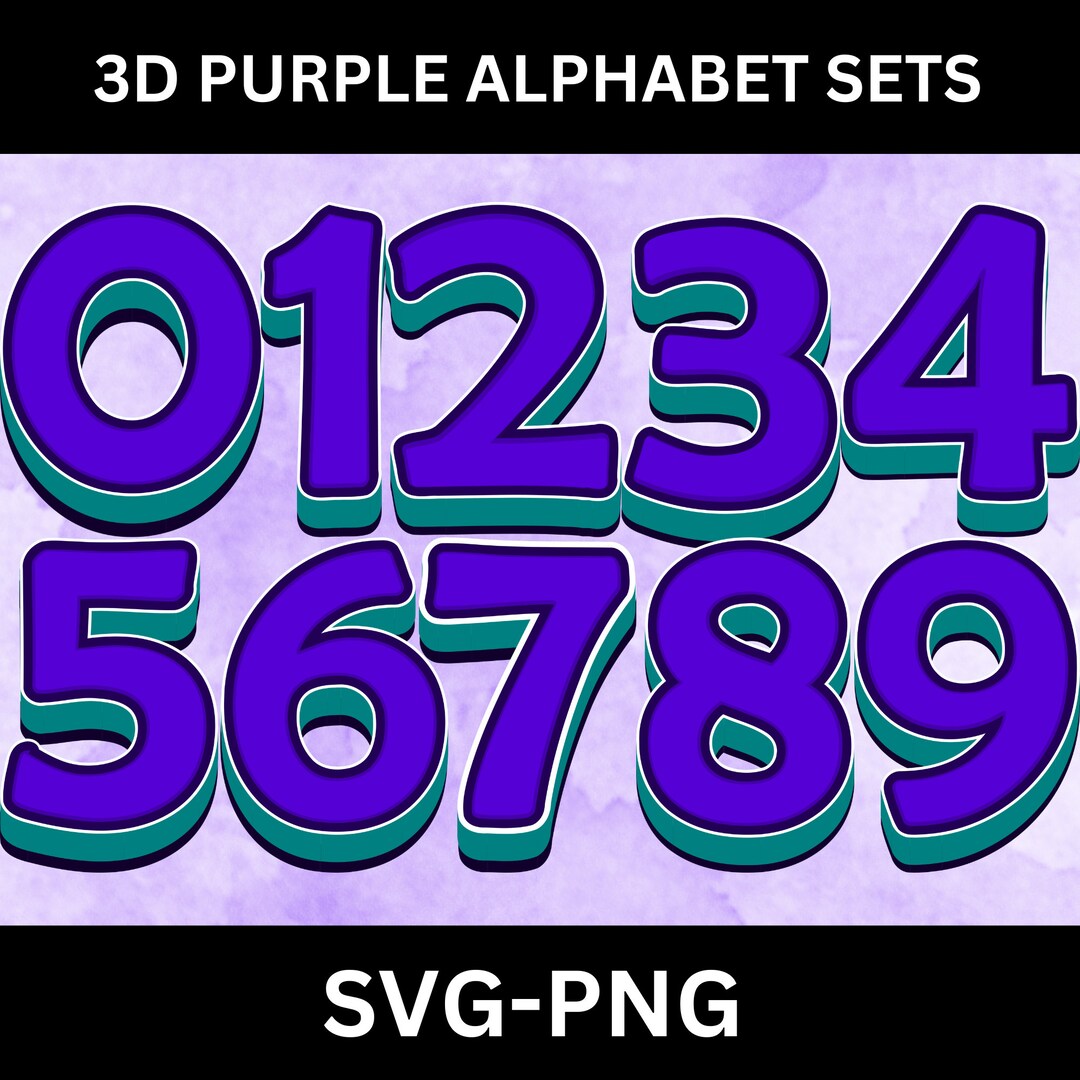3D Purple Alphabets Clipart, Word Clipart, Alphabets Fonts, Digital ...