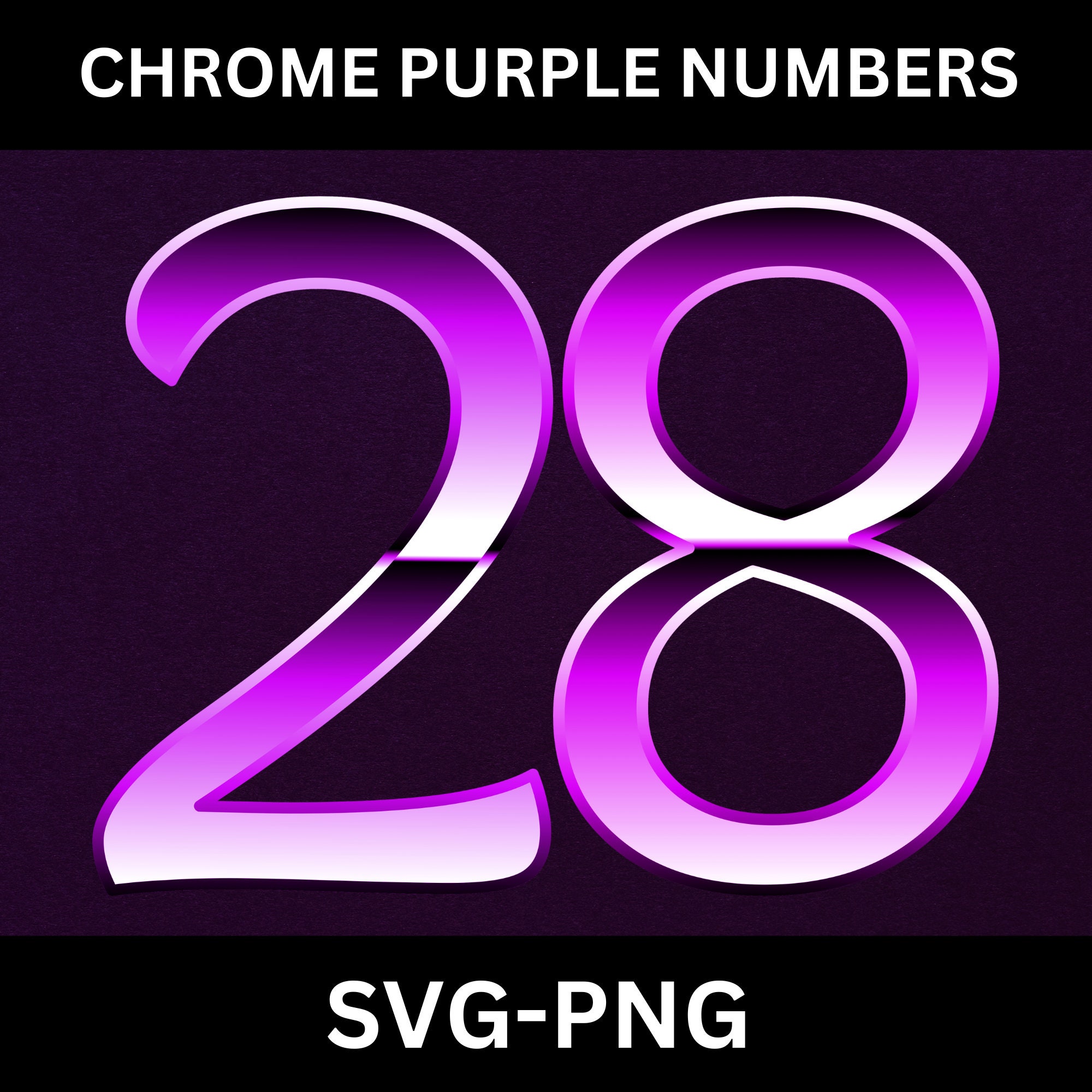 Numbers Clipart Chrome Purple Numbers SVG Numbers PNG Digital Numbers 0 ...
