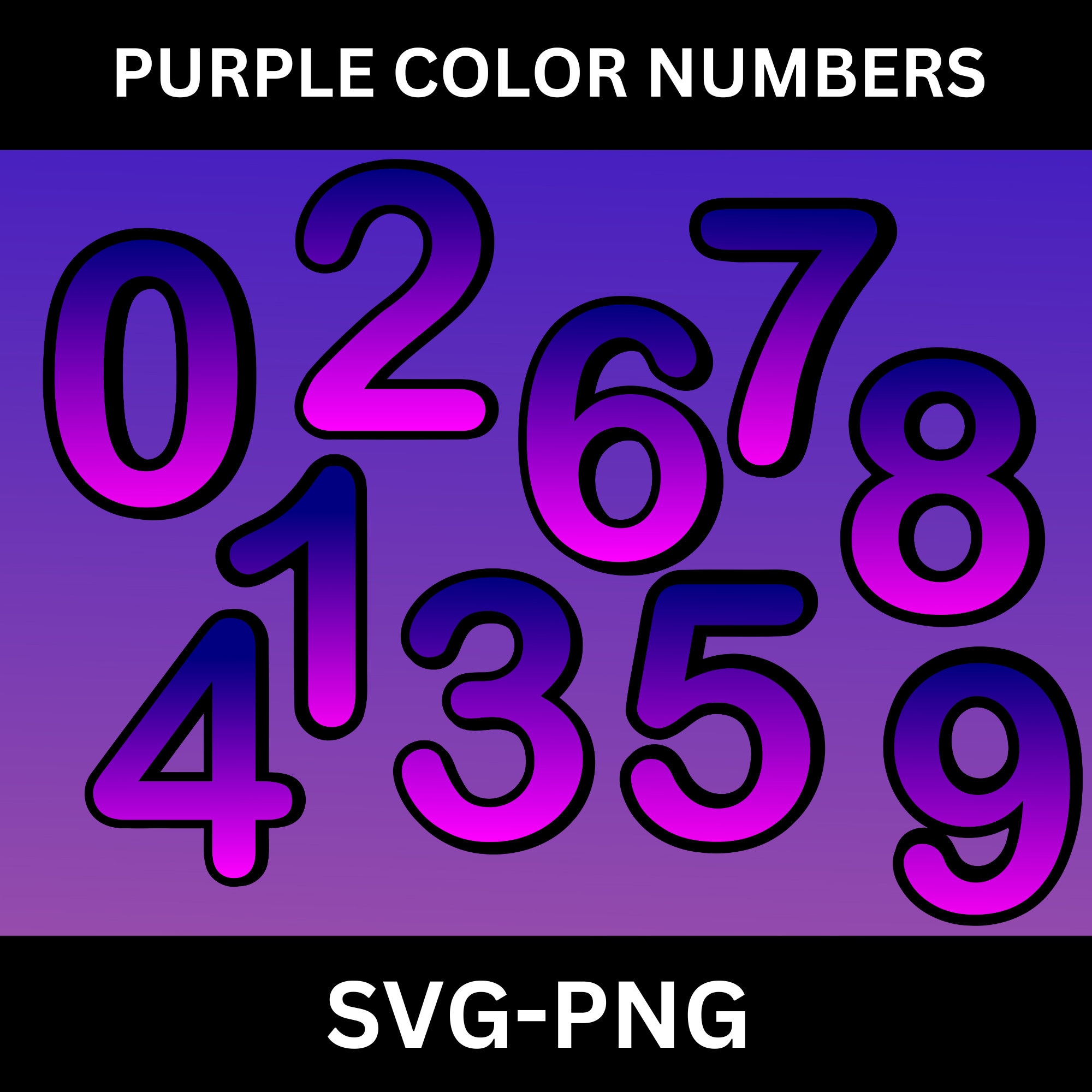 Purple Number Clipart, Number SVG, Number PNG, Digital Number Clipart ...