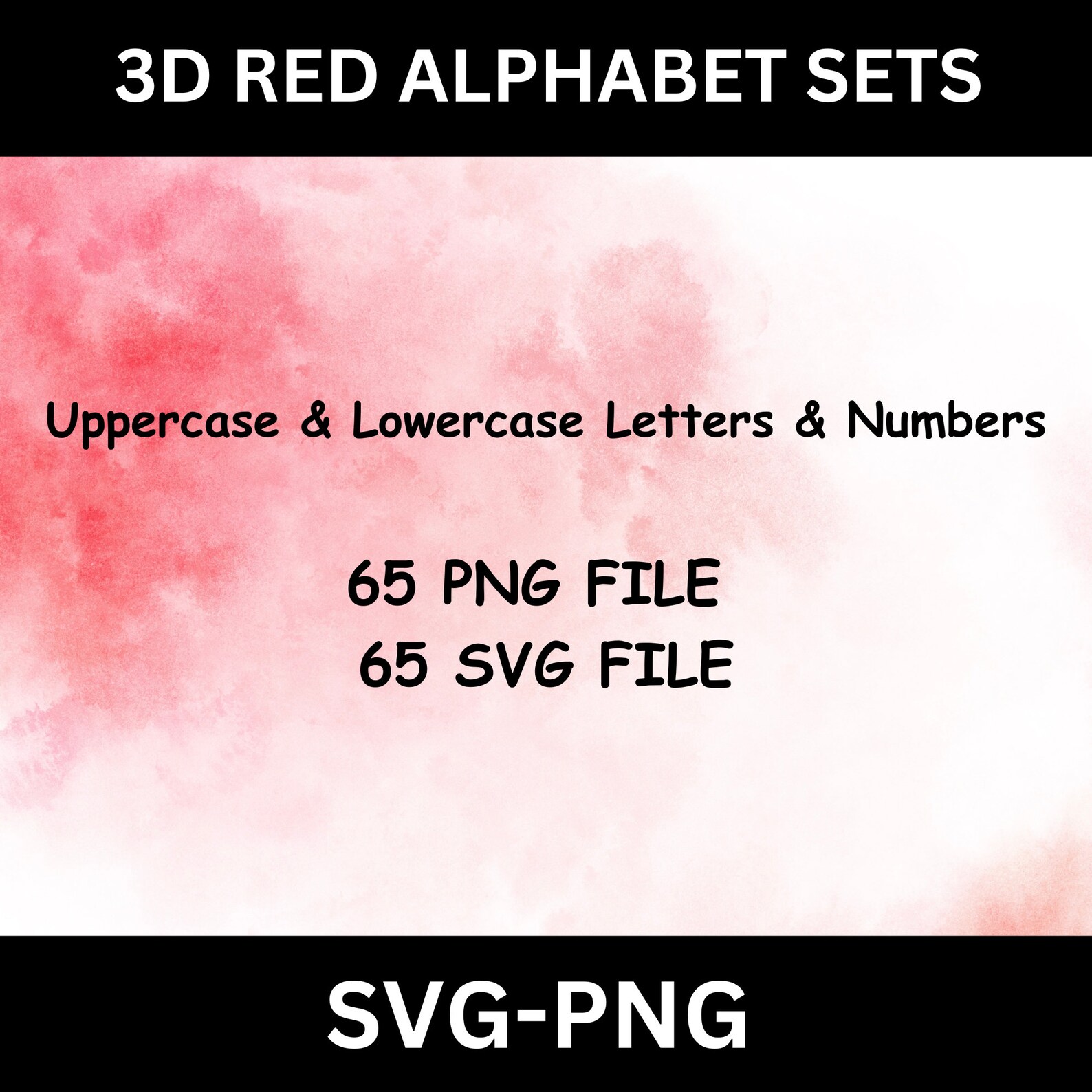 RED 3D Alphabets Clipart, Word Clipart, Alphabets Fonts, Digital ...