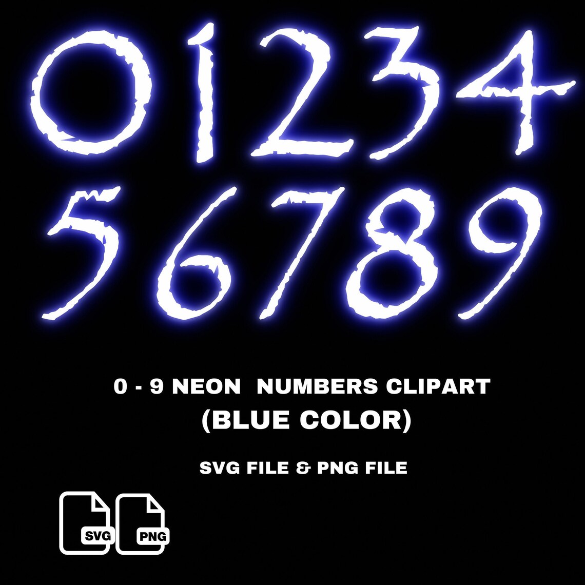Neon Blue Number Clipart Number SVG Number PNG Digital - Etsy