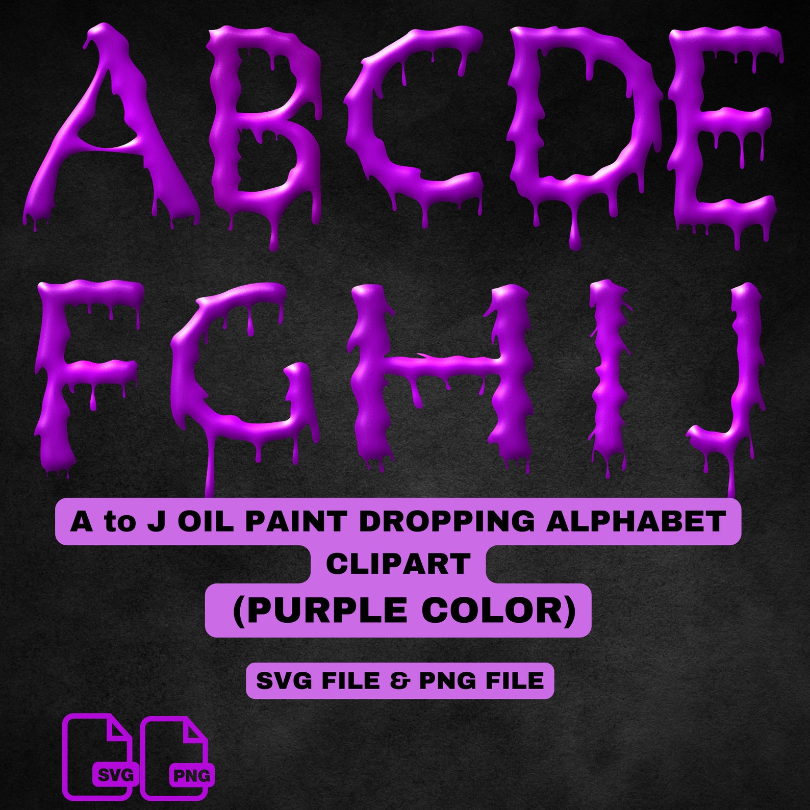 Oil Paint Dropping Purple Alphabet PNG Digital Files Alphabet - Etsy