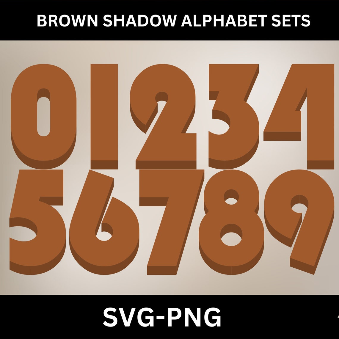 3D Shadow Brown Alphabets PNG Fonts Clipart Numbers Digital Alphabets ...