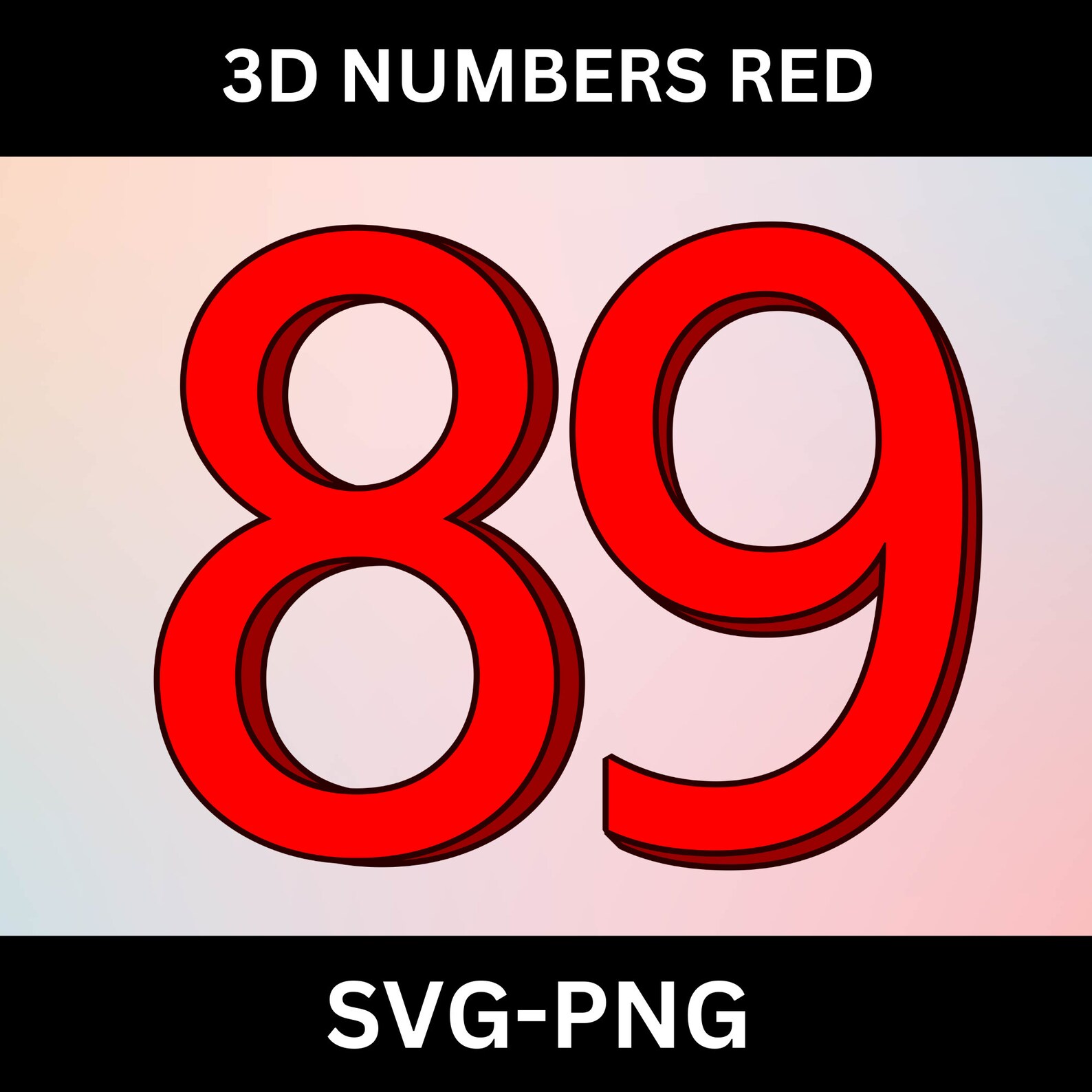 Numbers Clipart SVG 3D Red Numbers PNG Digital 0-9 Clipart Numbers ...