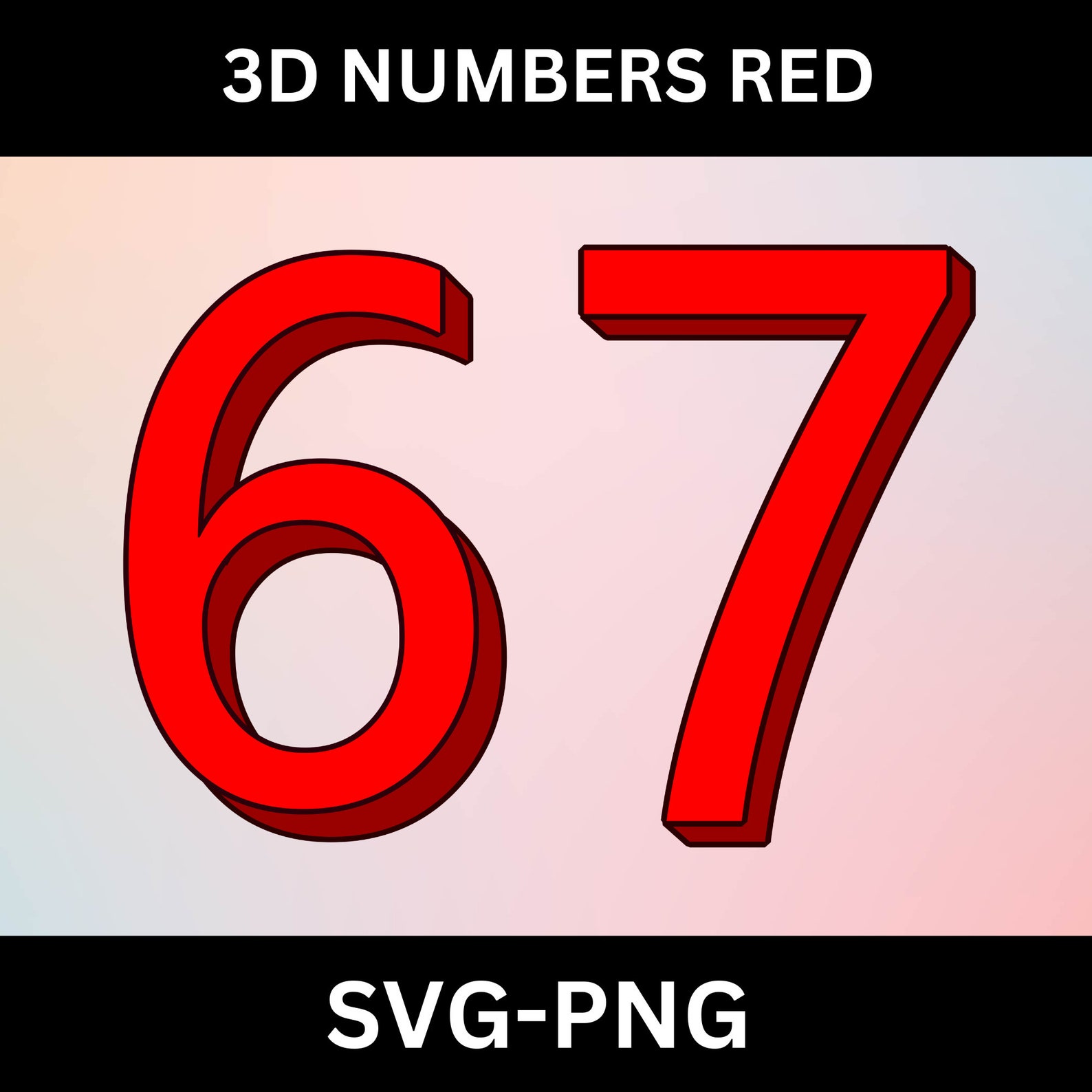 Numbers Clipart SVG 3D Red Numbers PNG Digital 0-9 Clipart Numbers ...