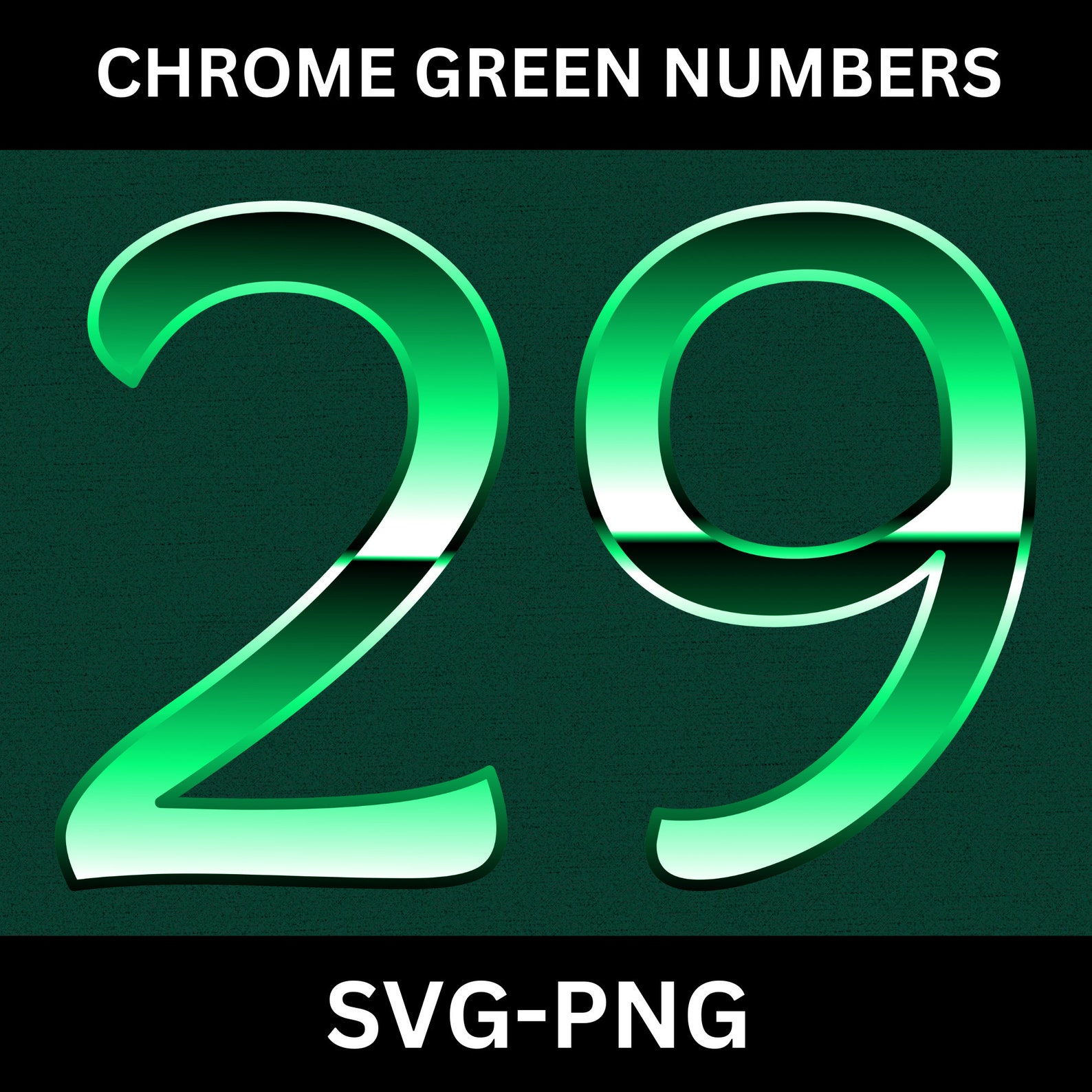 Number Clipart Chrome Green Numbers SVG Numbers PNG Digital Numbers 0 9 ...