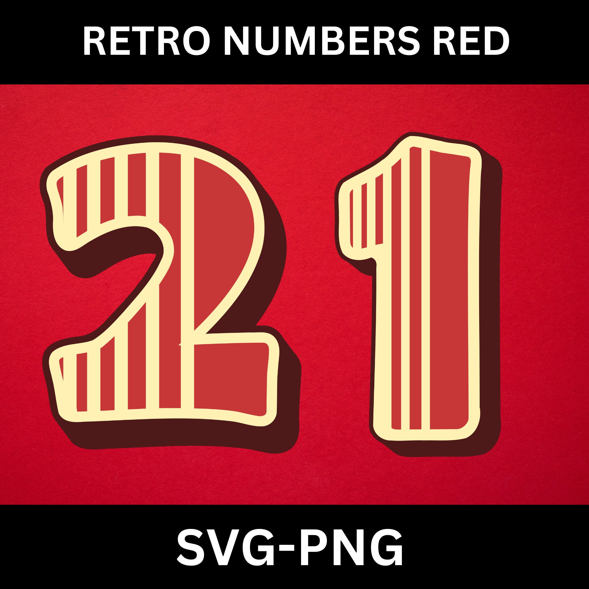 Numbers Clipart Retro Red Numbers SVG PNG Numbers 0-9 Clipart - Etsy