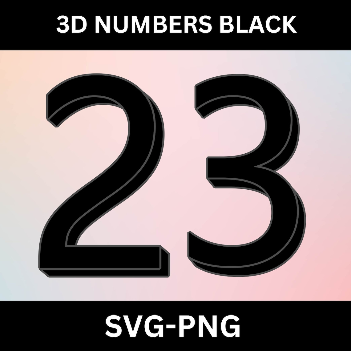 Numbers Clipart SVG 3D Black PNG Digital Numbers 0-9 Clipart Numbers ...