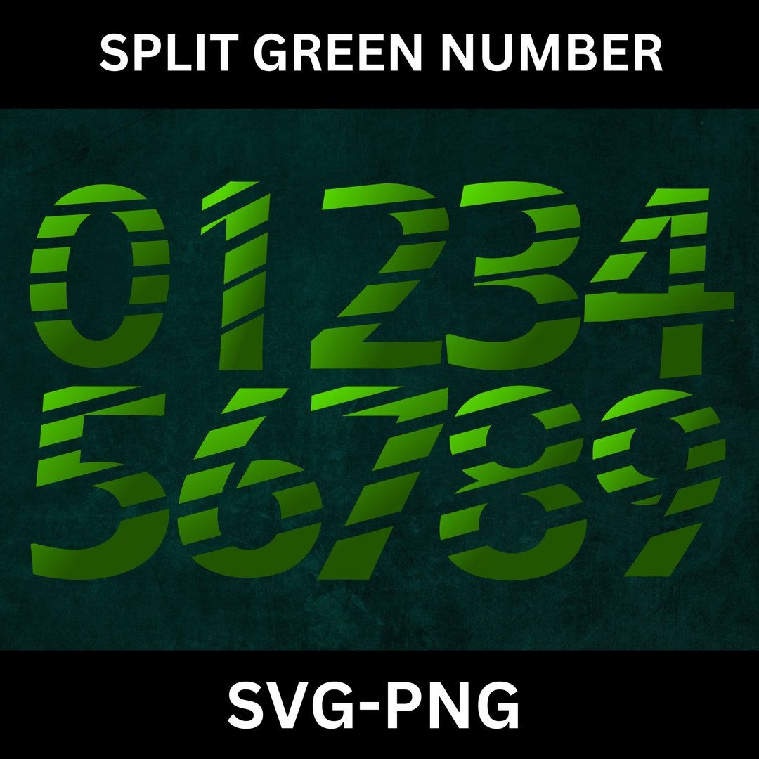 Numbers Clipart SVG Split Green PNG Digital Numbers 0 9 Clipart Numbers ...