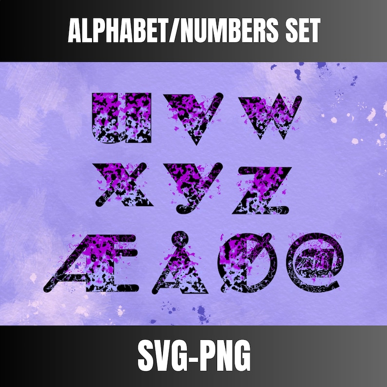 Purple Alphabet Number Clipart A to Z PNG SVG Digital Files Alphabet ...