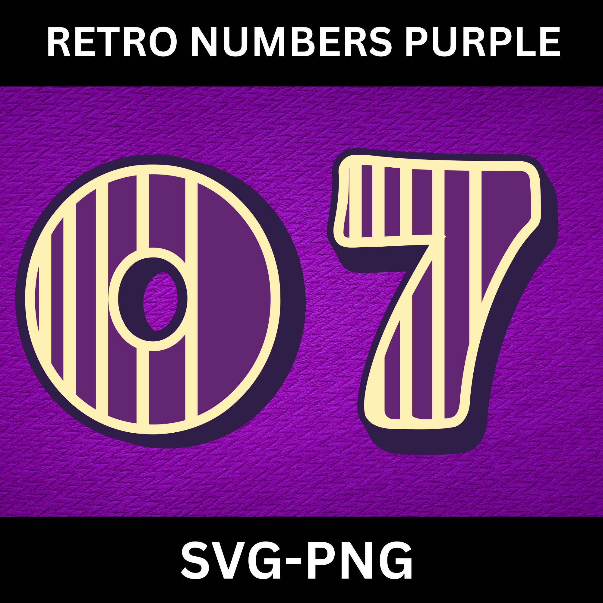 Numbers Clipart Retro Purple Numbers SVG PNG Numbers 0-9 Clipart ...