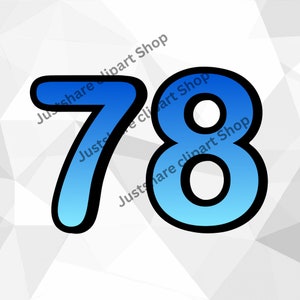 Blue Number Clipart Numbers SVG Numbers PNG Digital Number - Etsy