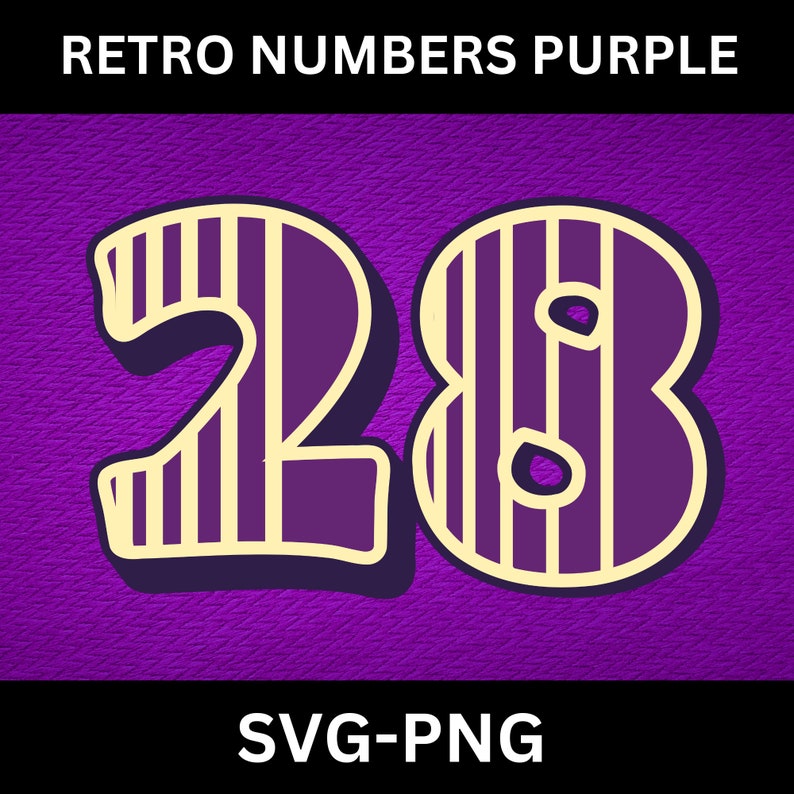 Numbers Clipart Retro Purple Numbers SVG PNG Numbers 0-9 Clipart ...
