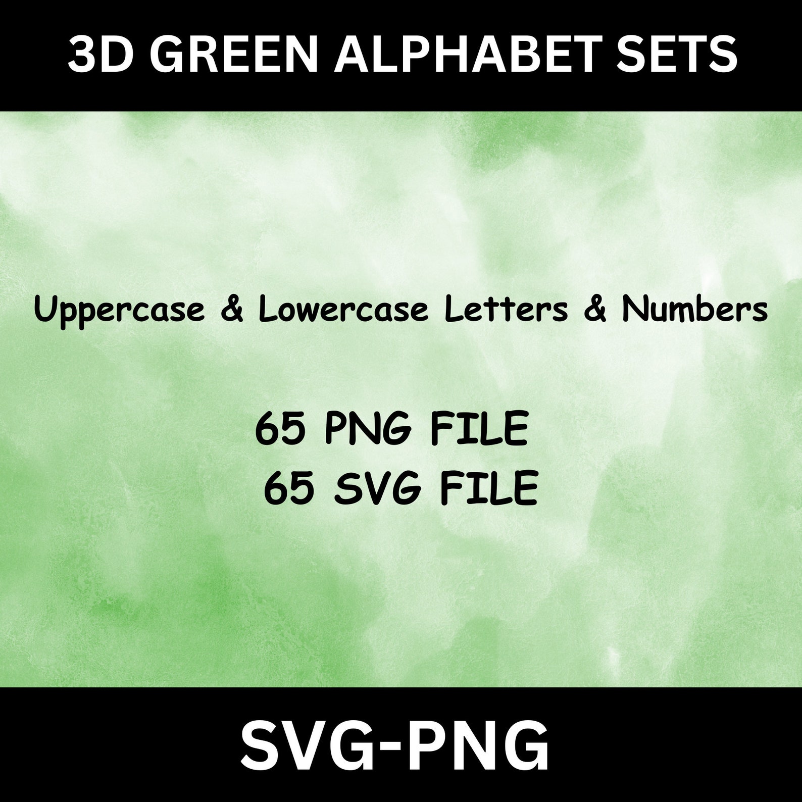 Green 3D Alphabets Clipart, Word Clipart, Alphabets Fonts, Digital ...