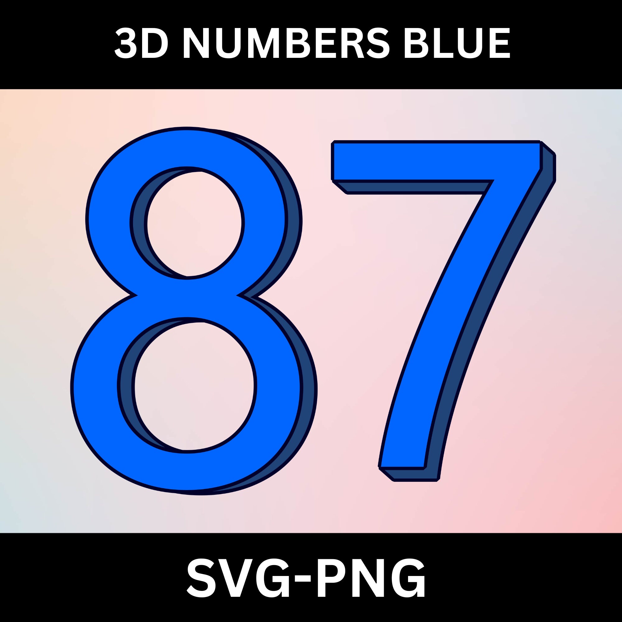 Numbers Clipart SVG 3D Blue PNG Digital Numbers 0-9 Clipart Numbers ...