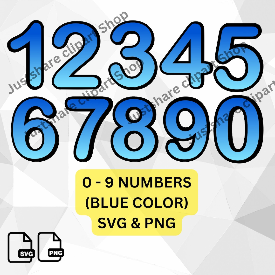 Blue Number Clipart Numbers SVG Numbers PNG Digital Number - Etsy
