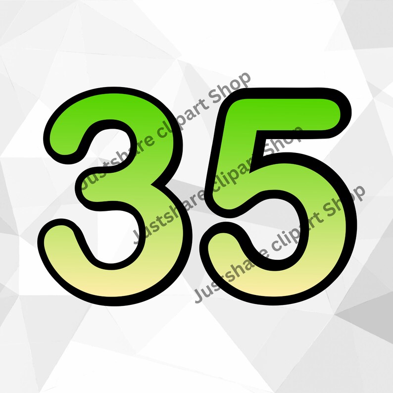 Green Number Clipart Number SVG Numbers PNG Digital Number - Etsy