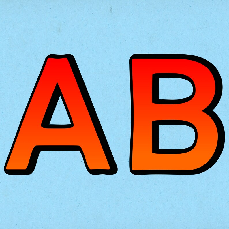 Red Alphabet PNG Digital Files, Alphabet A to J and Clipart, Alphabet ...