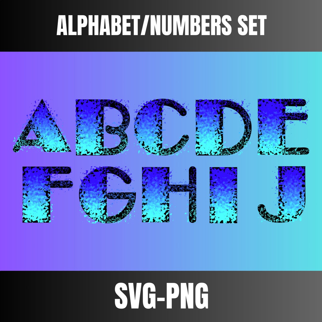 Blue Alphabet PNG Fonts Digital Clipart With Numbers, SVG Fonts ...