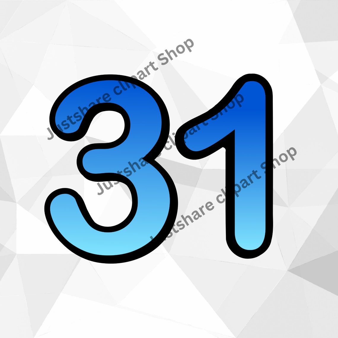 Blue Number Clipart Numbers SVG Numbers PNG Digital Number - Etsy