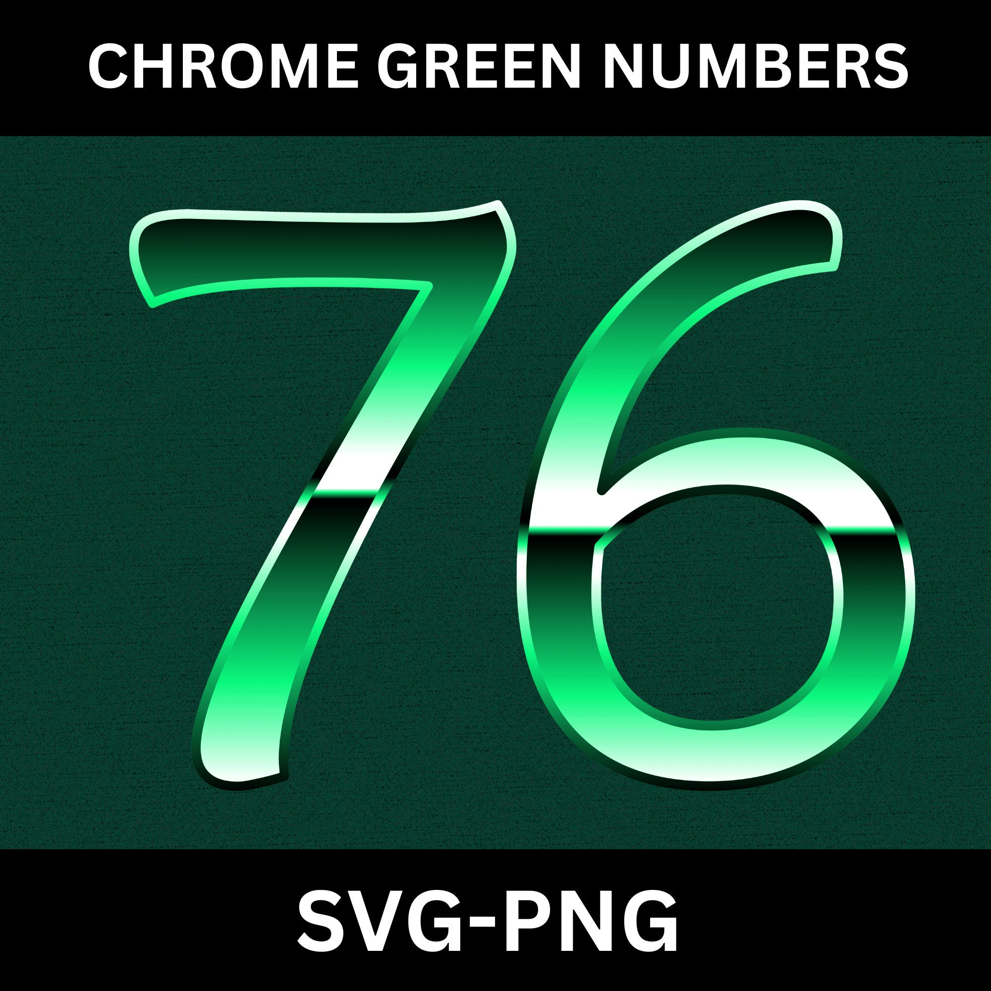 Number Clipart Chrome Green Numbers SVG Numbers PNG Digital - Etsy
