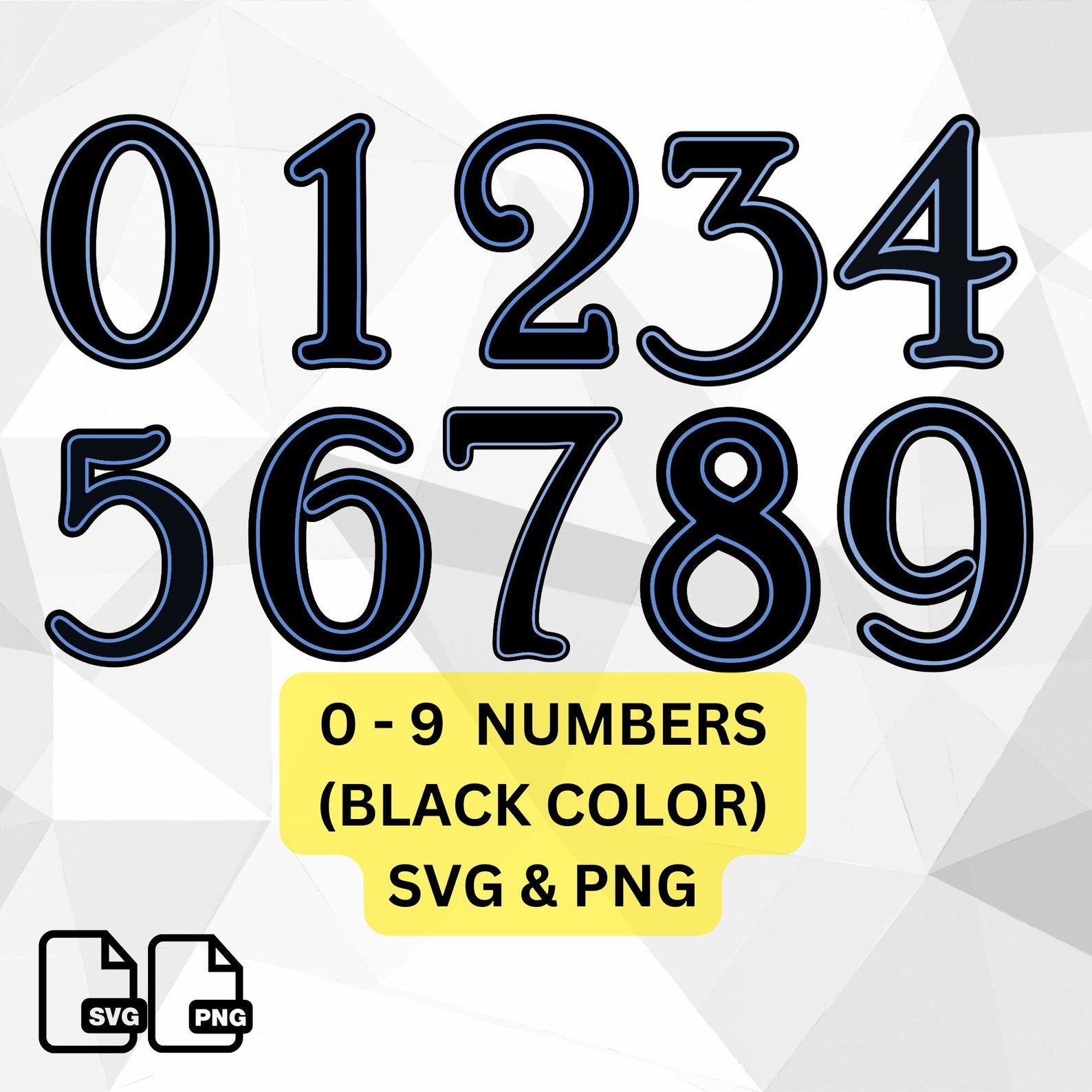 Black Number Clipart Number SVG PNG Number 0-9 Clipart Number - Etsy