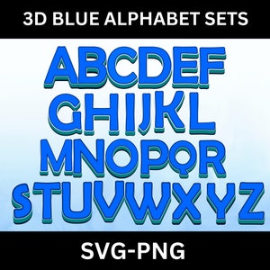 3D Blue Alphabet Clipart, Alphabet SVG , Alphabet PNG, Digital Alphabet ...