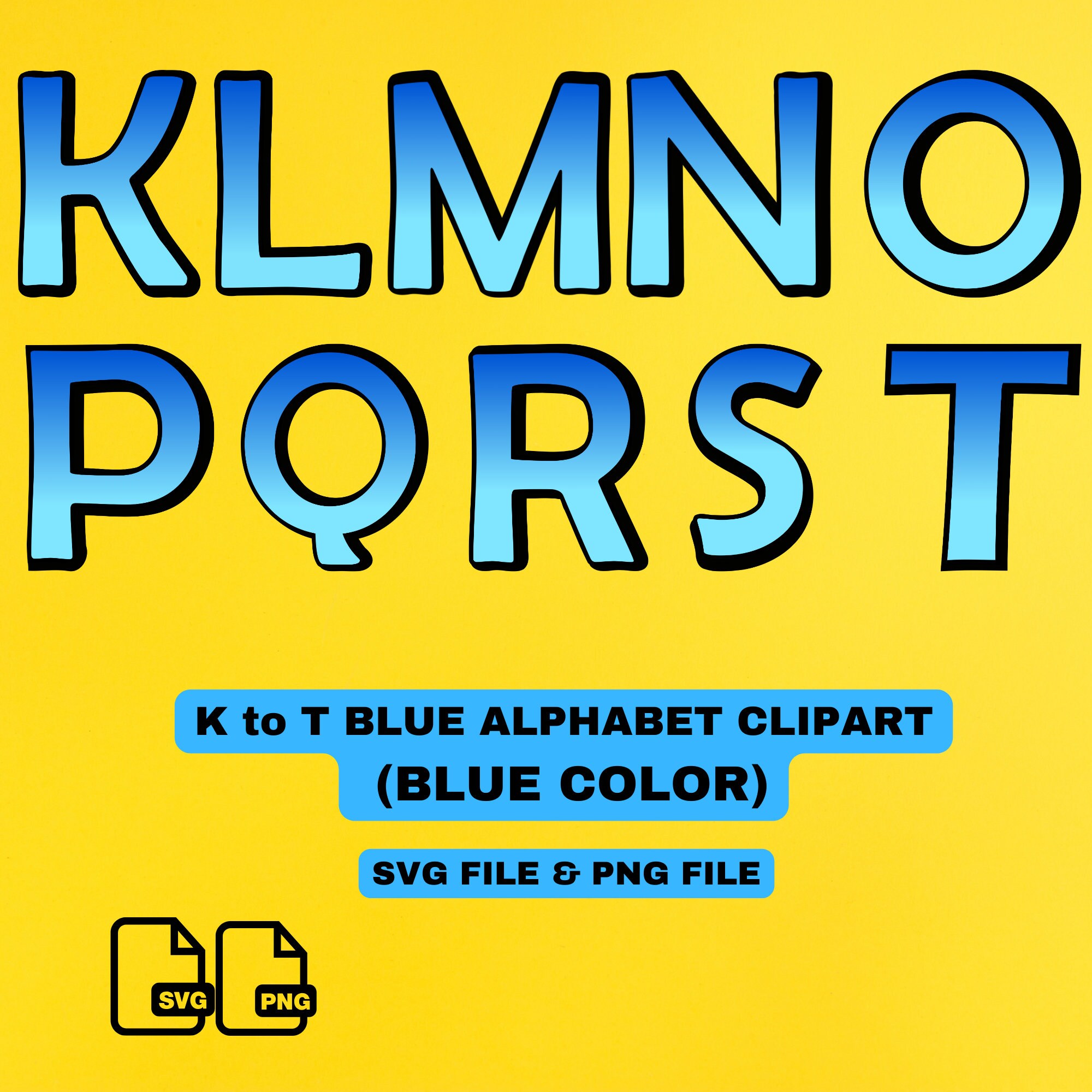 Blue Alphabet PNG Digital Files Alphabet K to T Clipart - Etsy