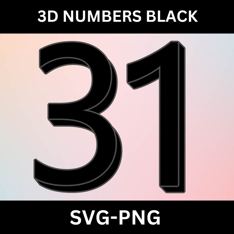 Numbers Clipart SVG 3D Black PNG Digital Numbers 0-9 Clipart - Etsy