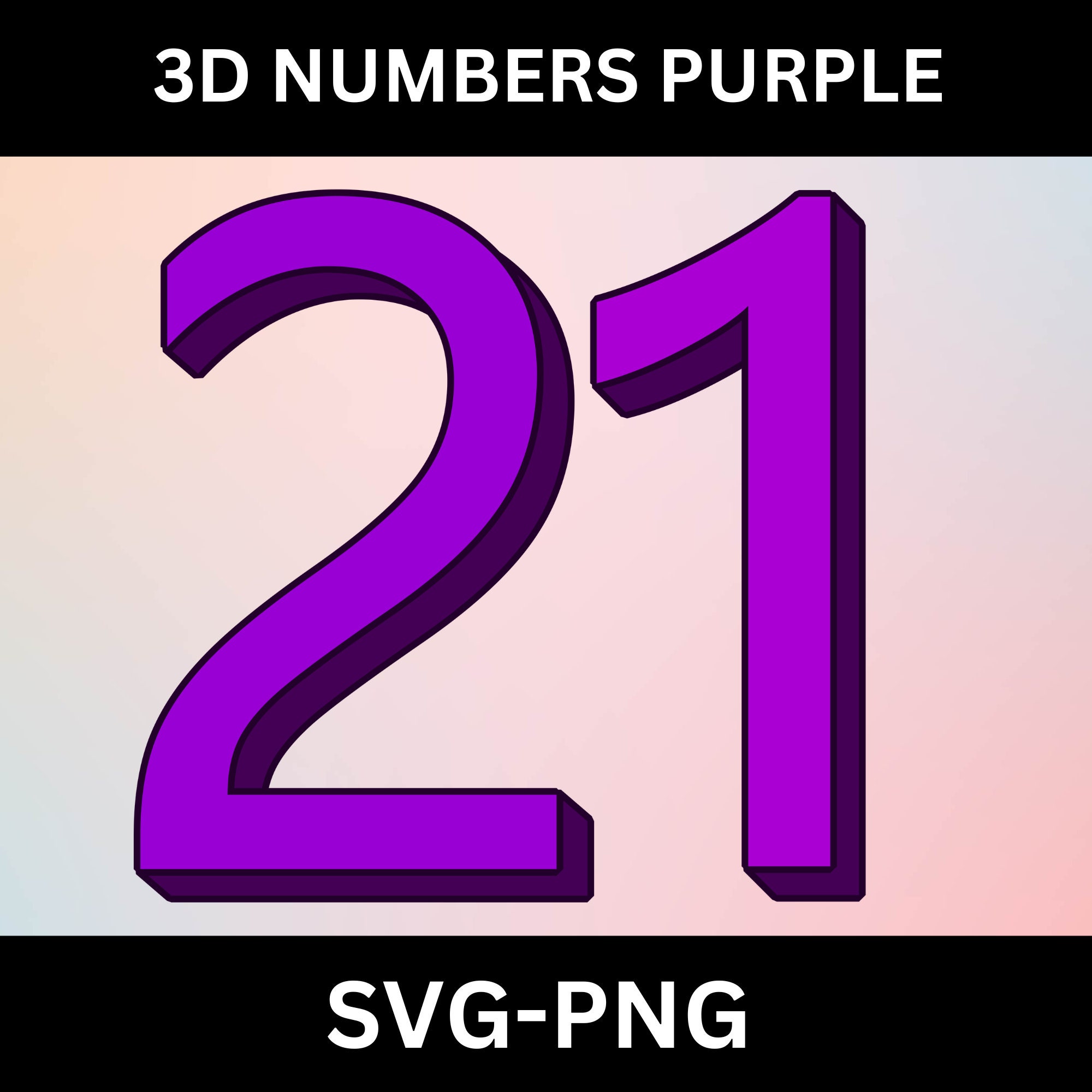 Numbers Clipart SVG 3D Purple PNG Digital Numbers 0-9 Clipart Numbers ...