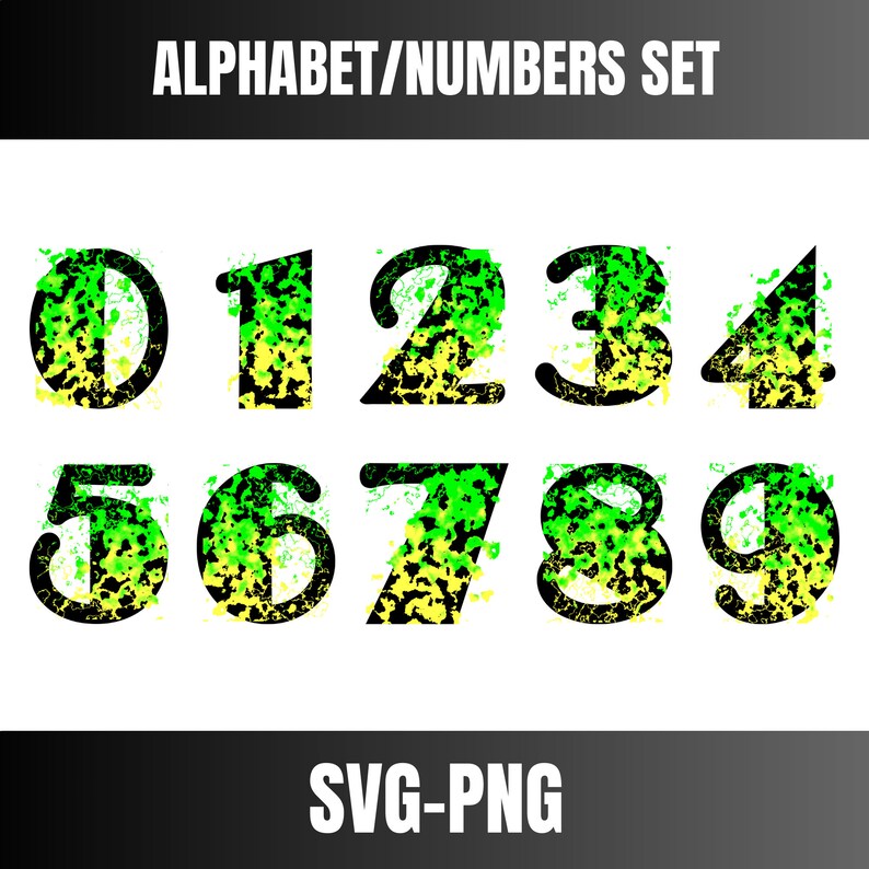 Green Alphabet Number Clipart A to Z PNG Fonts & SVG Letters Digital ...