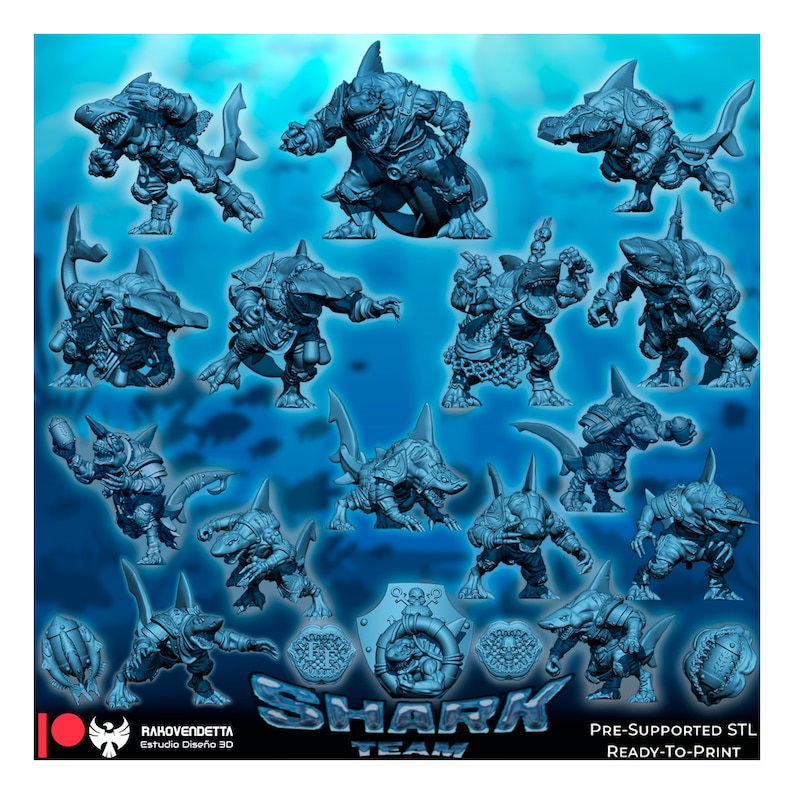Rakovendetta Estudio Lizardmen Shark Blood Bowl Team - Etsy