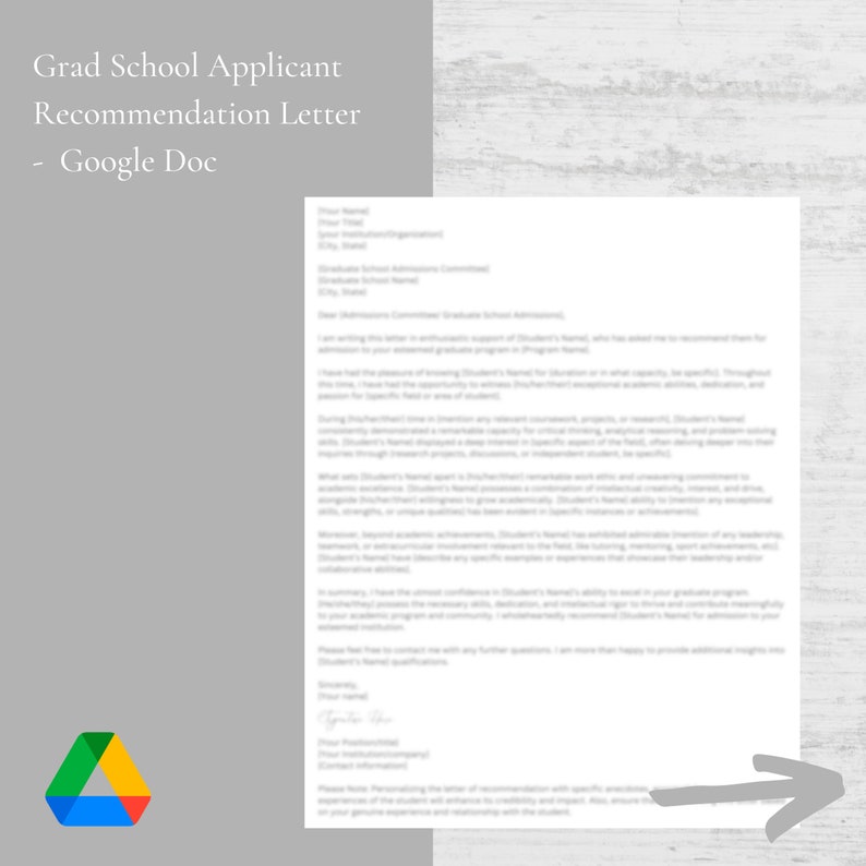 Customizable Graduate School Recommendation Letter Template for ...